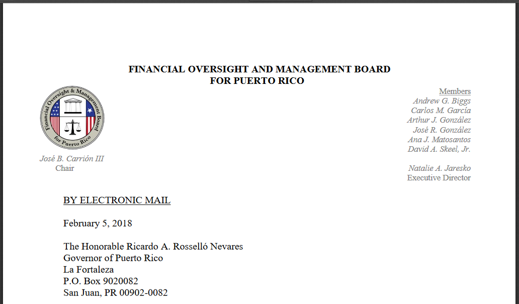 FOMB Rejects Governor Rossello Fiscal Plans - PUERTO RICO REPORT