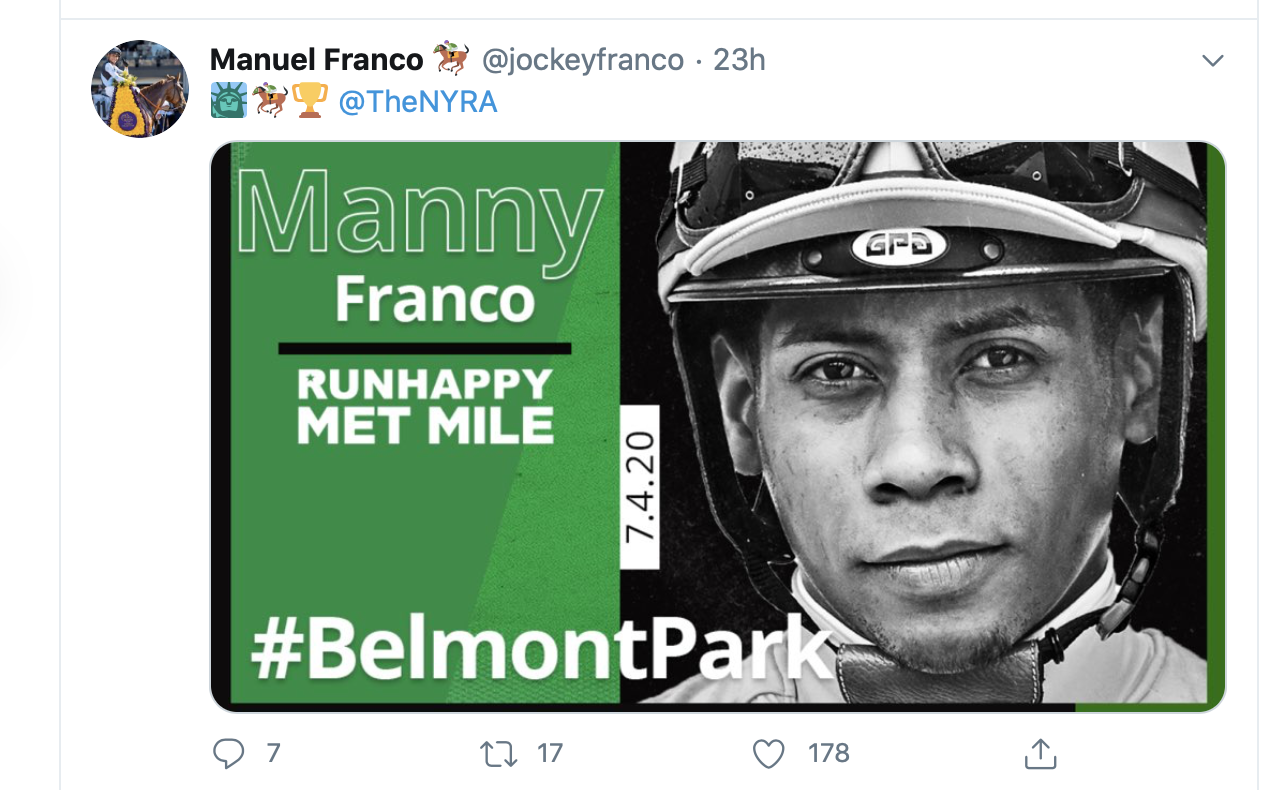 Puerto Rican Jockey Manny Franco Wins at Belmont - PUERTO RICO REPORT
